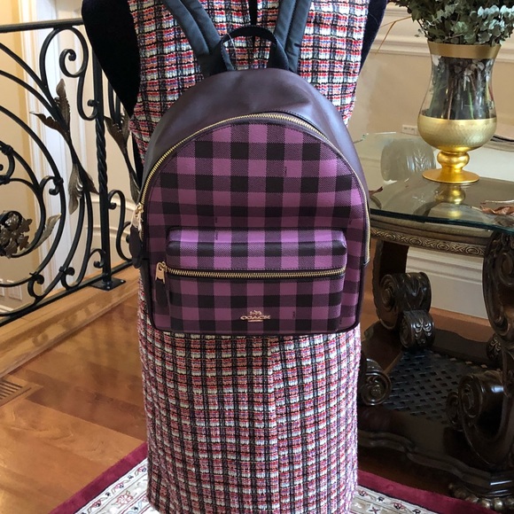 Coach | Bags | Nwt Coach Gingham Md Charlie Plaid Backpack | Poshmark